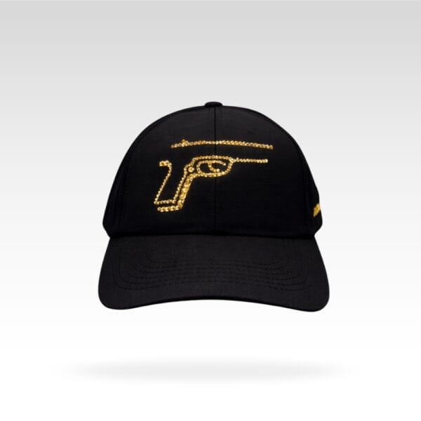 Black Cap with Embellished Gold Pistol - Pack'N Heat